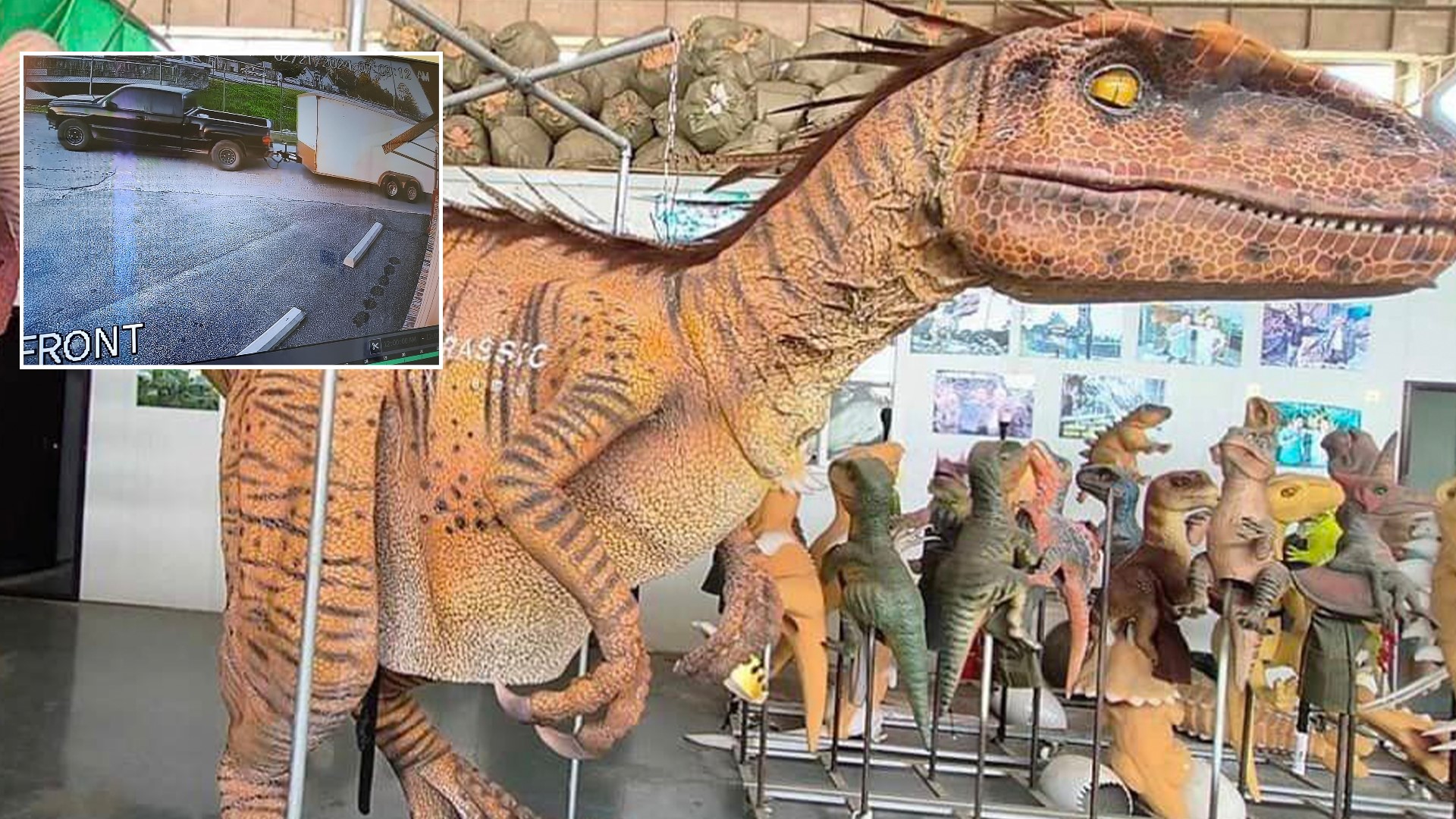 Trailer of walking dinosaurs stolen from Houston party company | cbs19.tv
