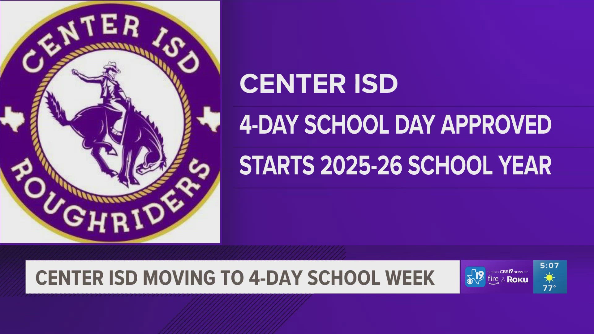 Center ISD moves to four-day school week | cbs19.tv