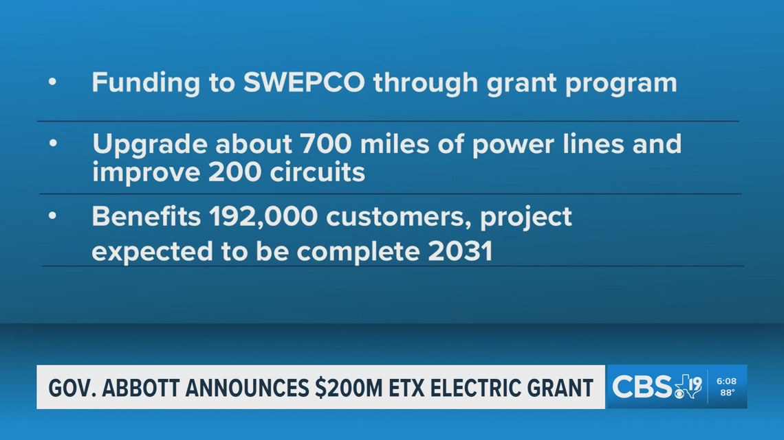 Abbott announces $200M grant to boost Northeast Texas power grid | cbs19.tv