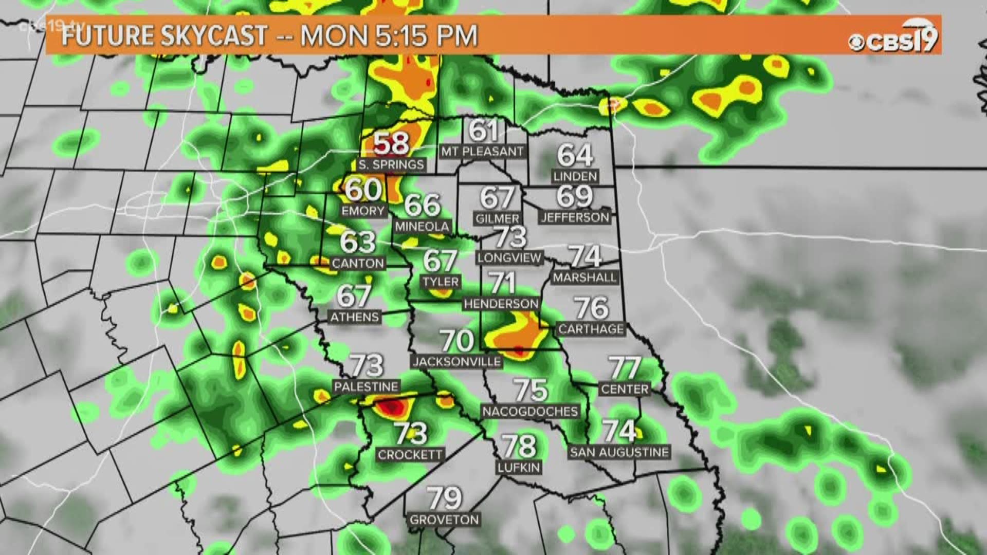 Rain and storms, some strong, today for East Texas | cbs19.tv