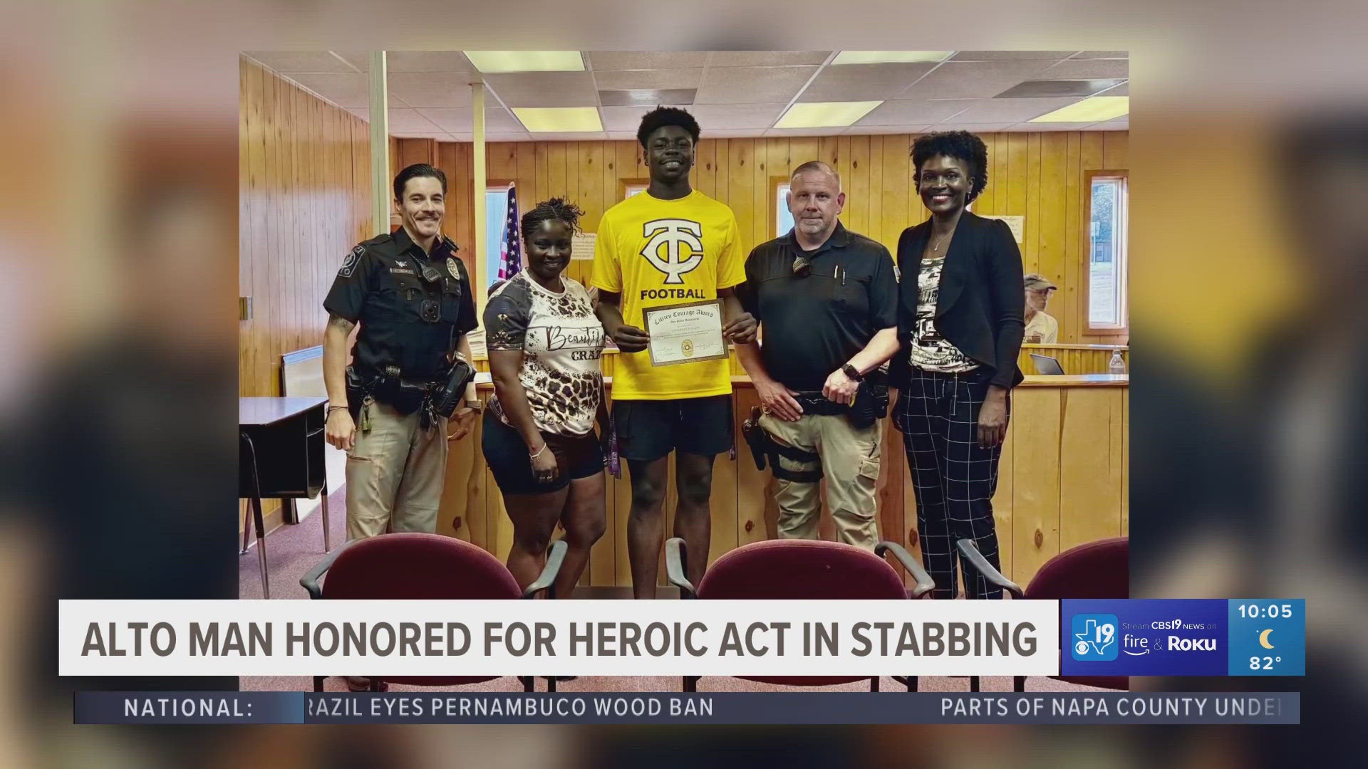 Alto teen honored for bravery in gas station stabbing | cbs19.tv
