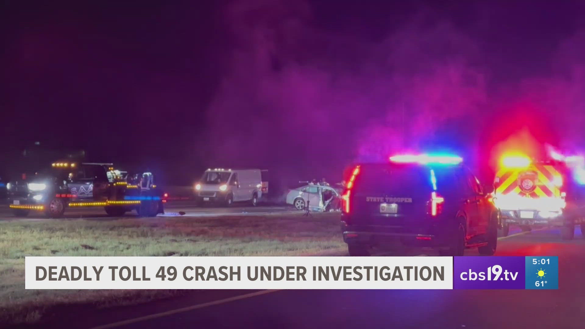 2 dead, 1 in critical condition after 2-vehicle crash on Toll 49 | cbs19.tv