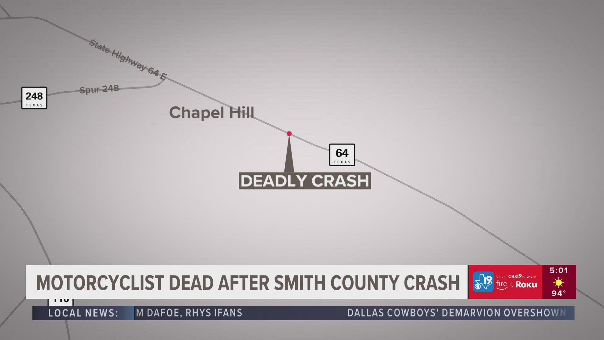 Motorcyclist dead following multi-vehicle crash in Smith County | cbs19.tv