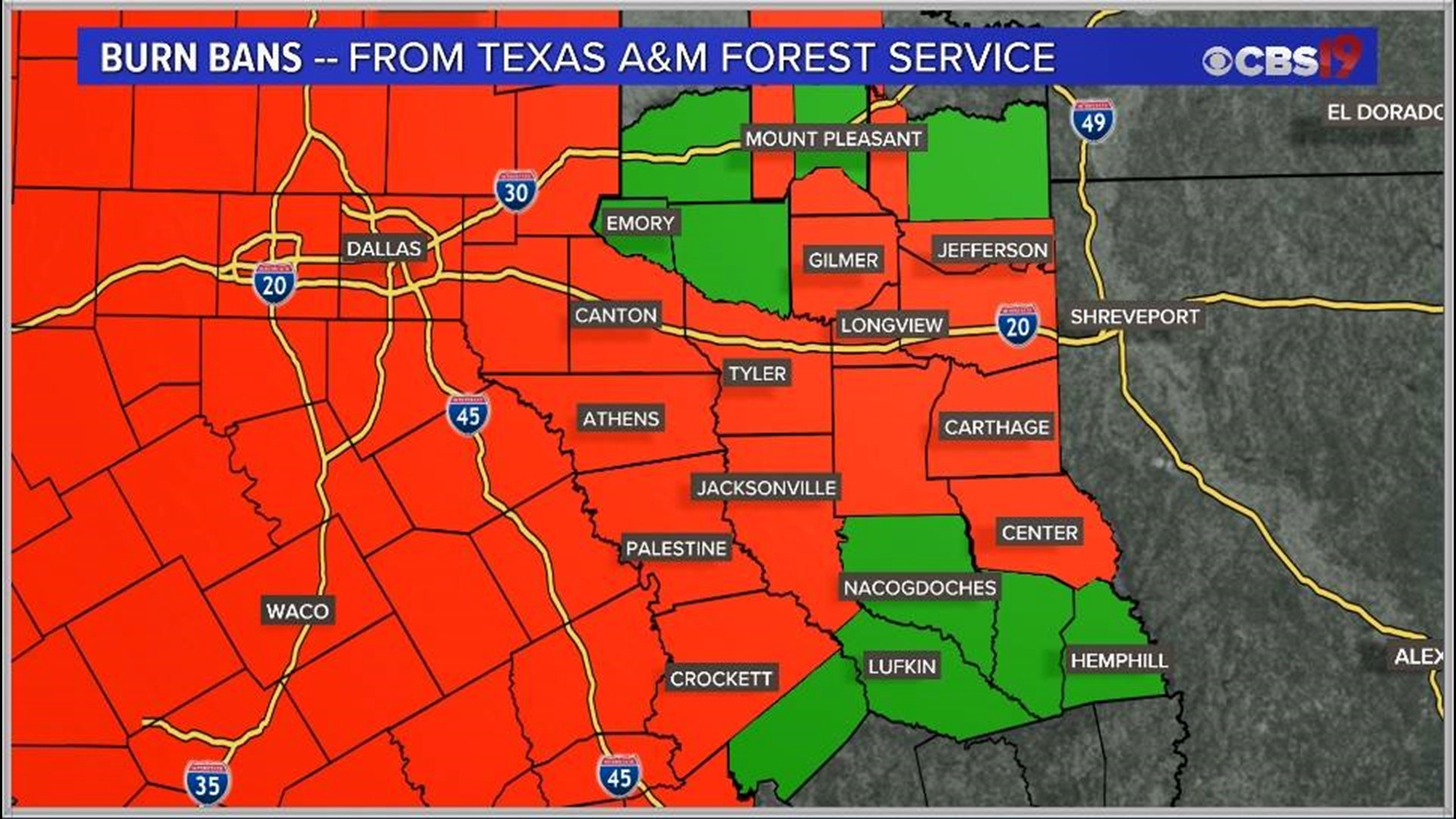 Three counties issue burn bans | cbs19.tv