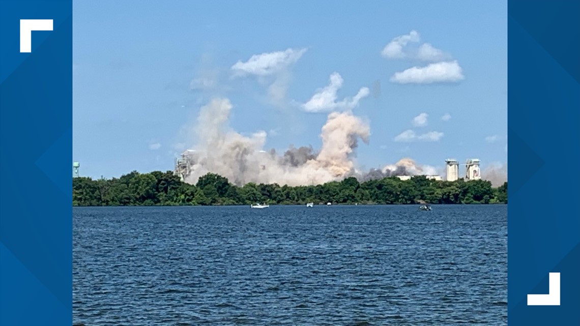 Hundreds watch as power plant implodes | cbs19.tv