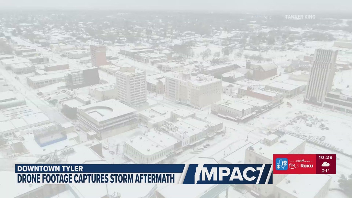 Drone footage from Downtown Tyler shows aftermath of winter storm ...
