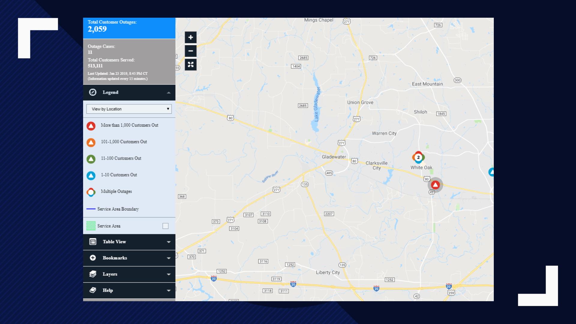 SWEPCO: More than 2,000 without power in White Oak area | cbs19.tv
