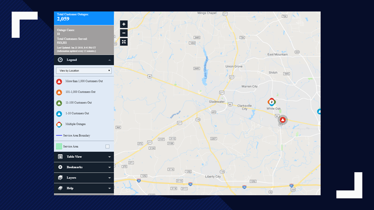 SWEPCO: More than 2,000 without power in White Oak area | cbs19.tv