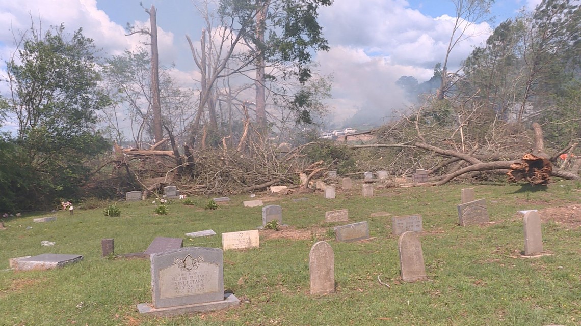 Alto cemetery left to pick up the pieces after tornadoes | cbs19.tv