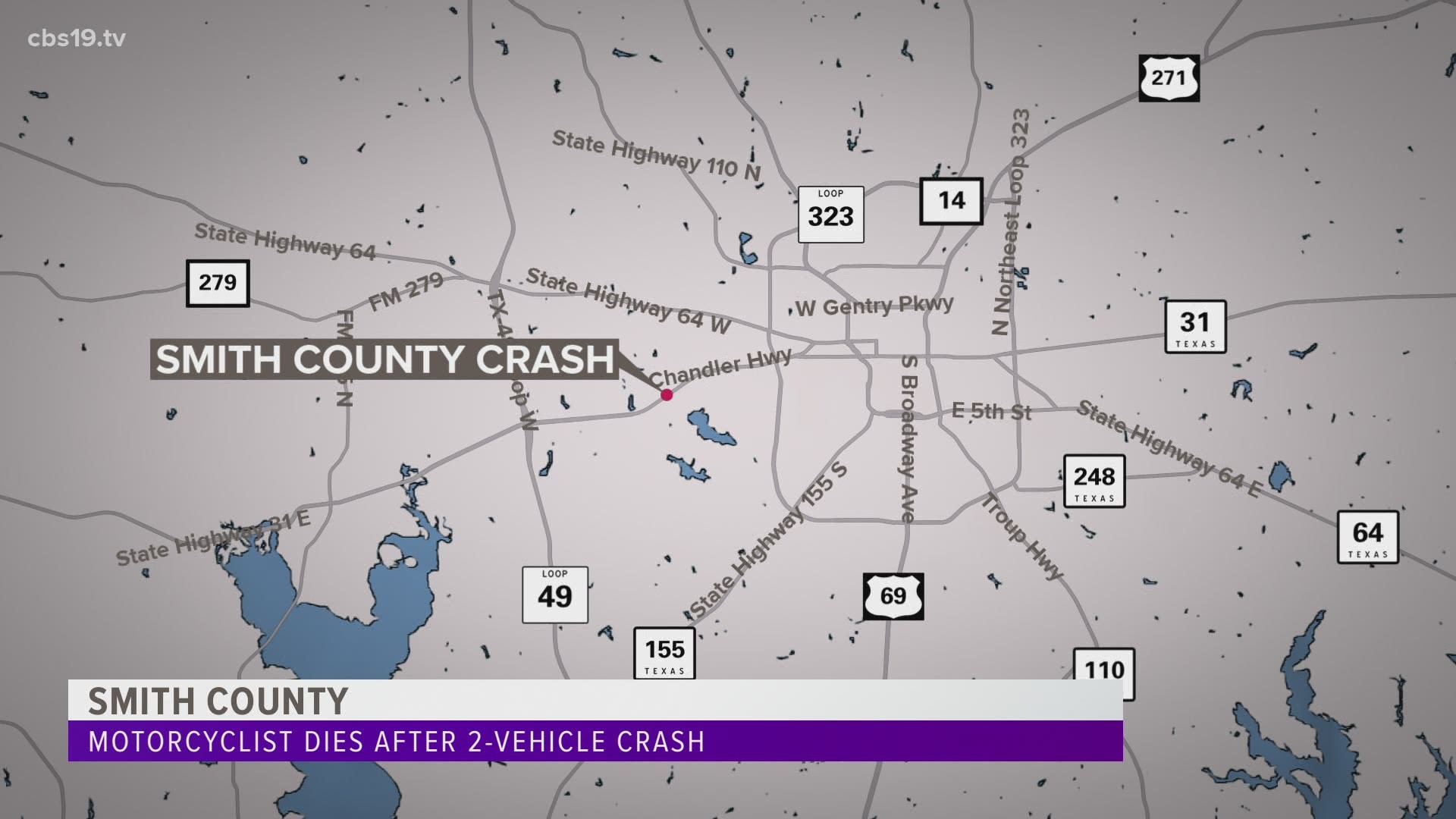 1 dead in two-vehicle crash near Tyler | cbs19.tv