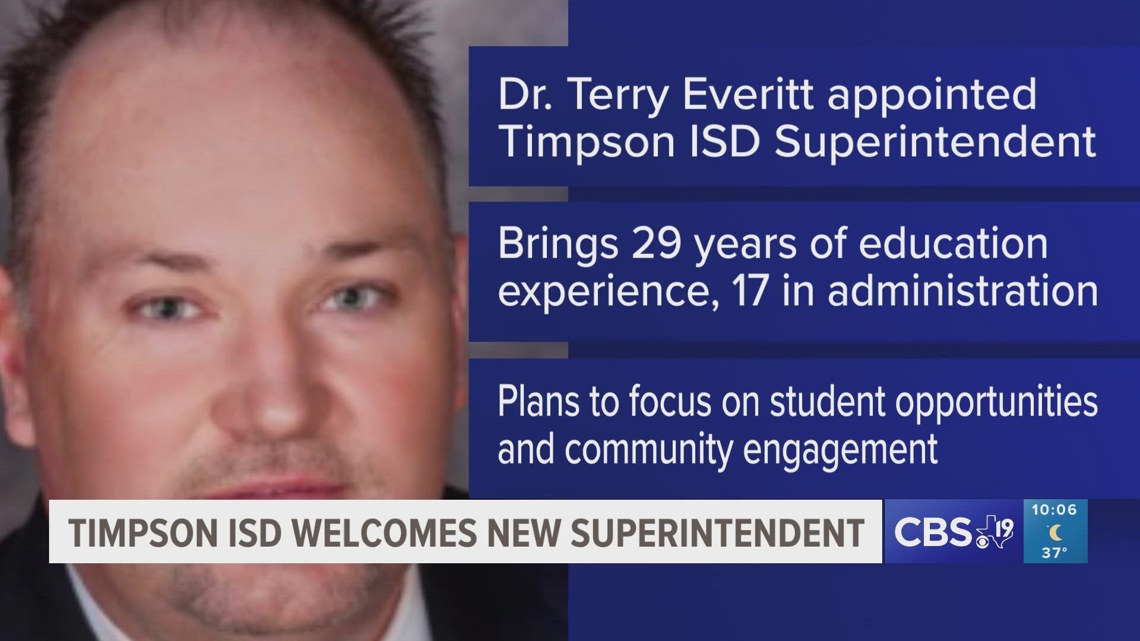 Dr. Terry Everitt appointed as new Timpson ISD Superintendent | cbs19.tv
