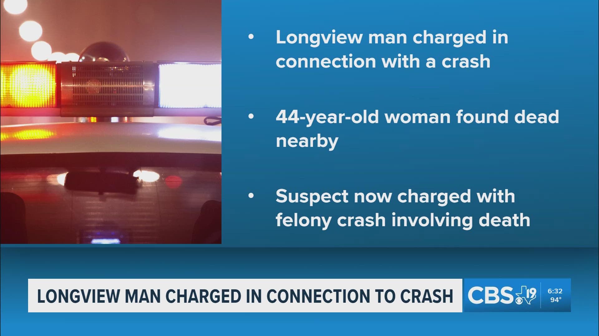Longview man charged after crash leaves woman dead | cbs19.tv