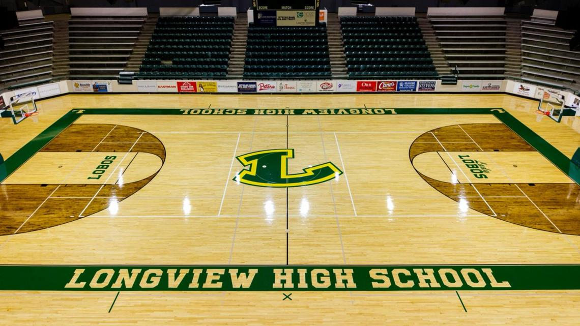 Longview High unveils completely redone gym floor at Lobo Coliseum ...