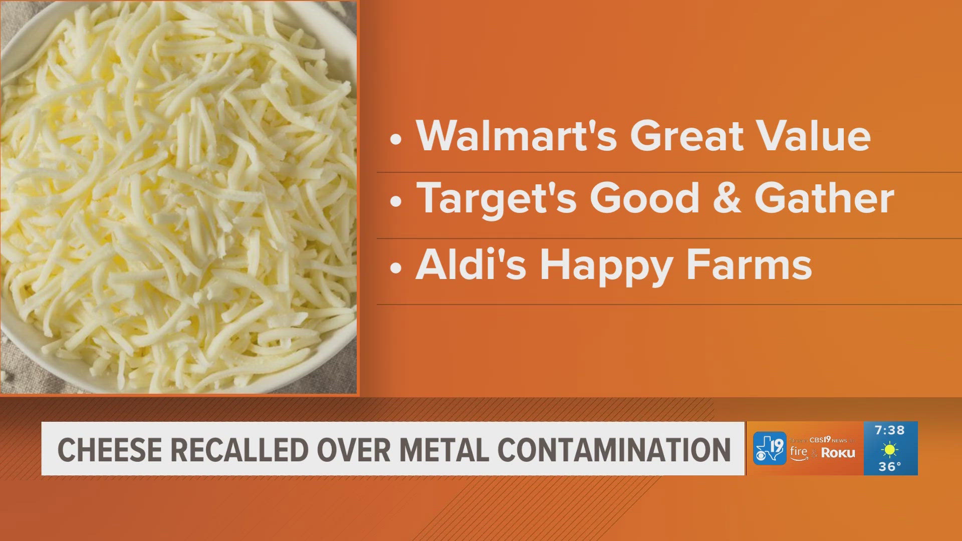 Shredded cheese recalled over metal contamination | cbs19.tv