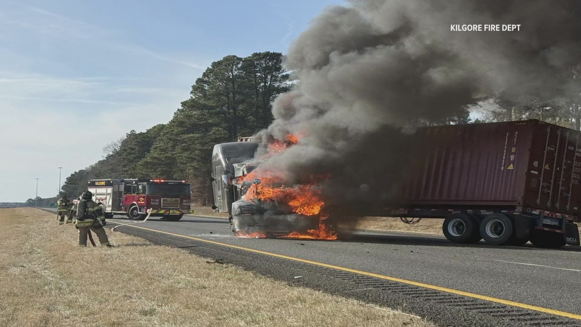 Interstate 20 westbound in Kilgore area shutdown due to 18-wheeler fire ...