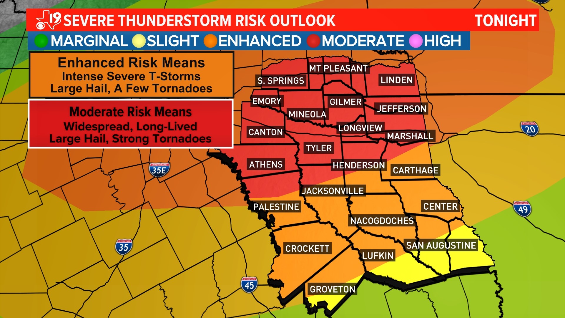 Severe Weather Expected To Cross East Texas Later Tonight Cbs19 Tv