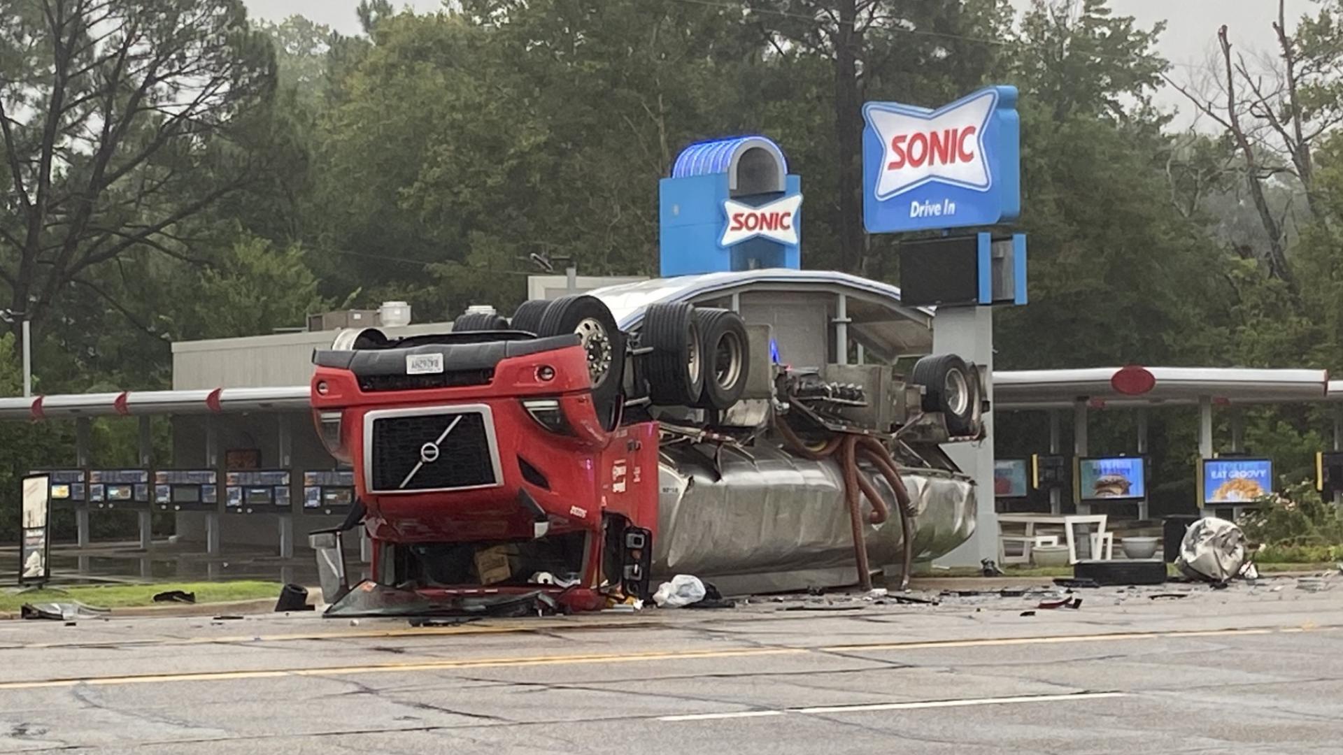 Injuries reported after crash involving overturned tanker truck shuts ...