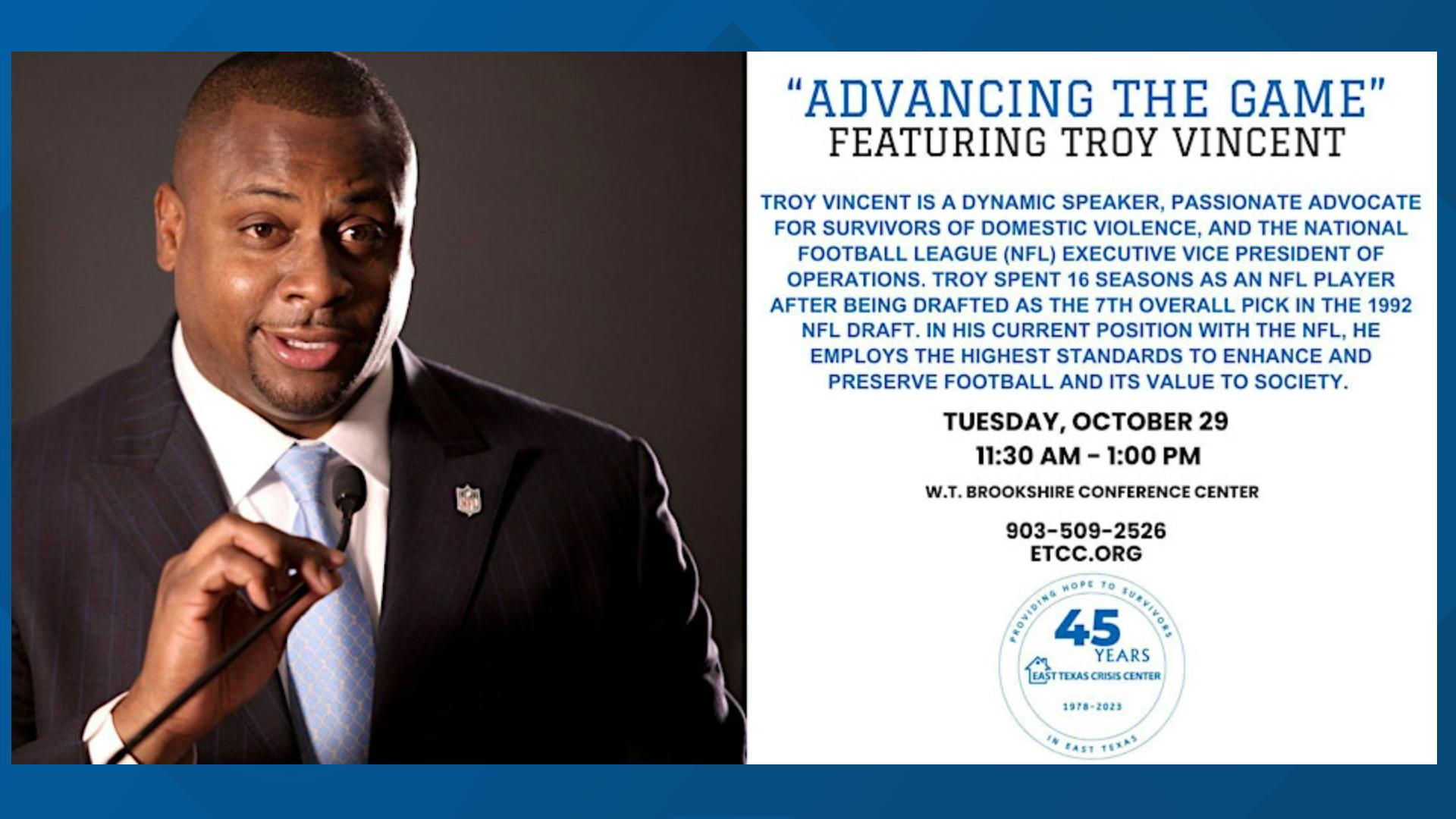 Ex-NFL player Troy Vincent Sr. to headline crisis center luncheon | cbs19.tv