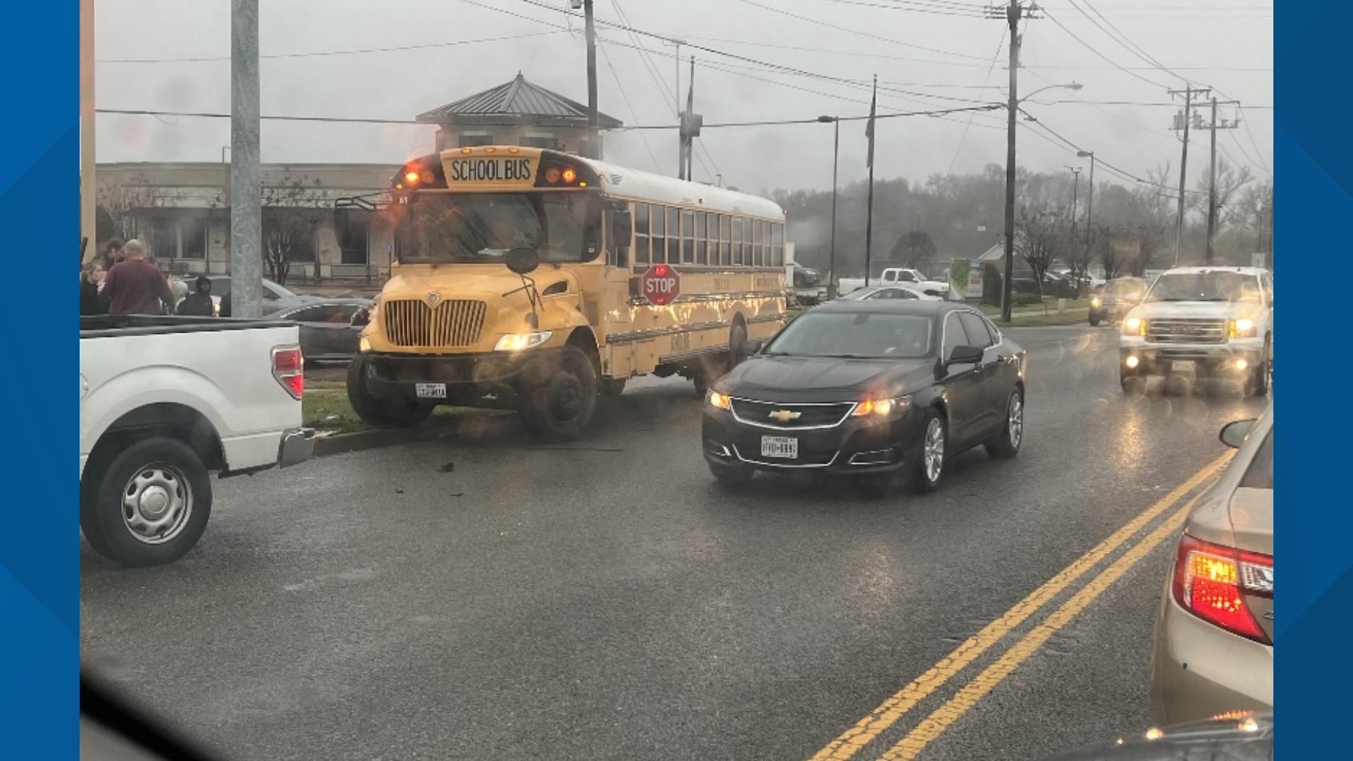 Traffic backed up due to crash involving Tyler ISD bus | cbs19.tv