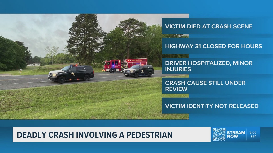Pedestrian killed in crash on Highway 31 near Tyler | cbs19.tv