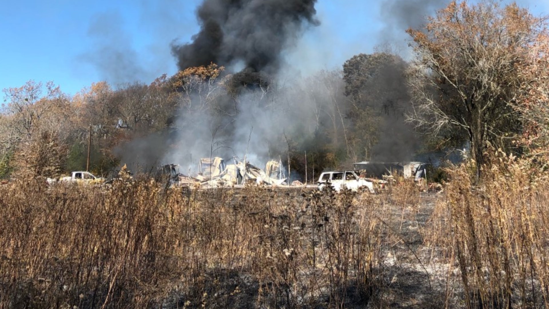 Structure destroyed after fire breaks out in Ben Wheeler | cbs19.tv