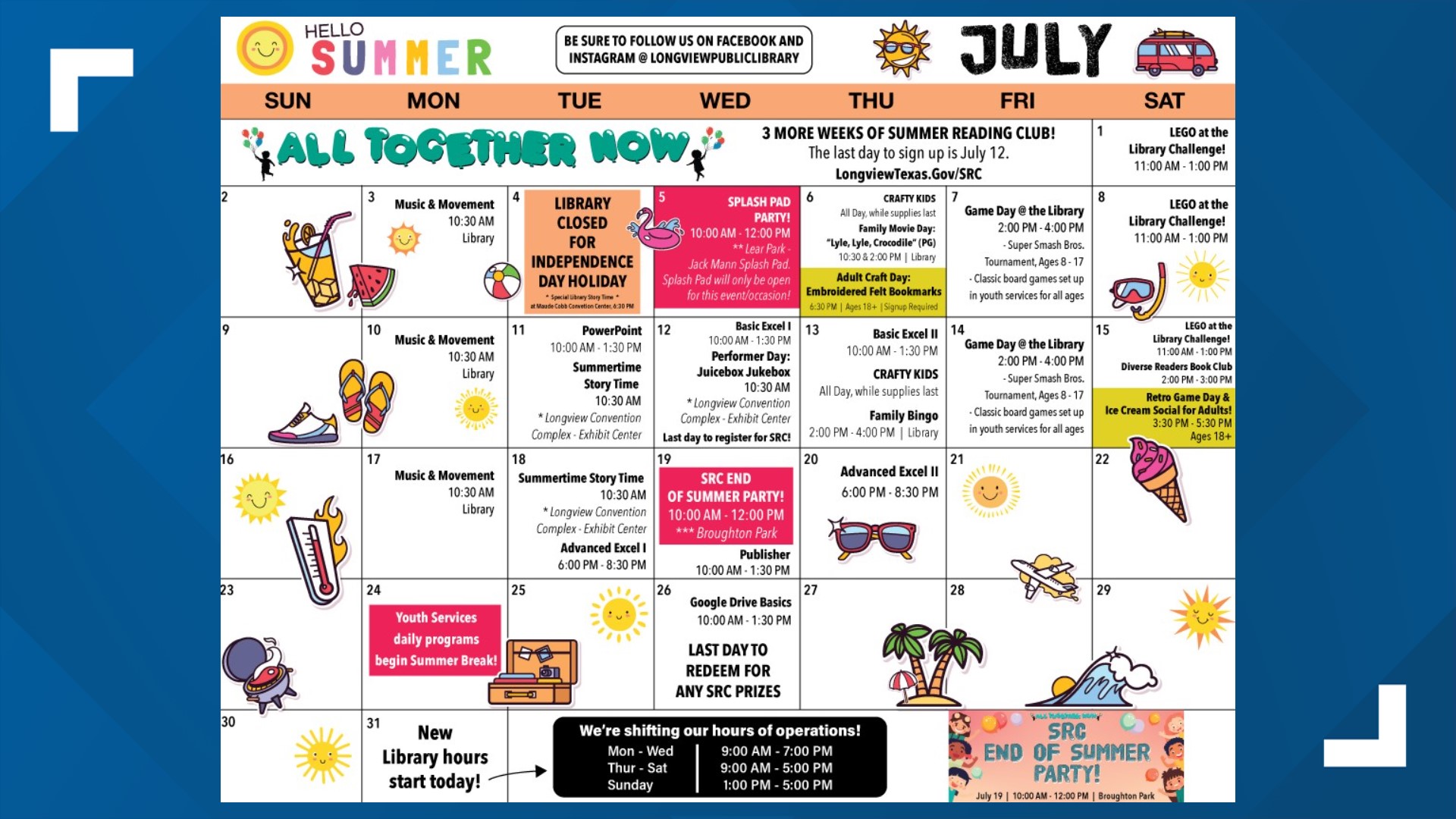 LIST: Longview Public Library posts upcoming July events | cbs19.tv