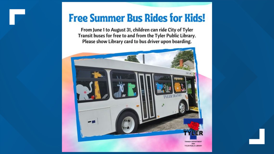City of Tyler Texas offering free rides for kids this summer | cbs19.tv