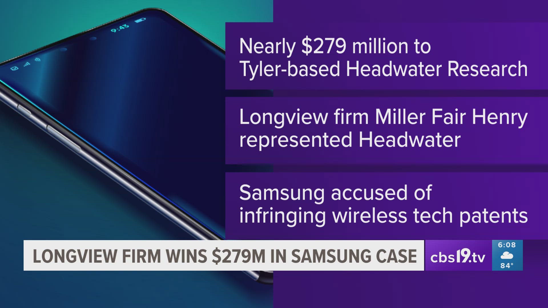 Texas jury awards Longview firm $278.8M in Samsung patent case | cbs19.tv