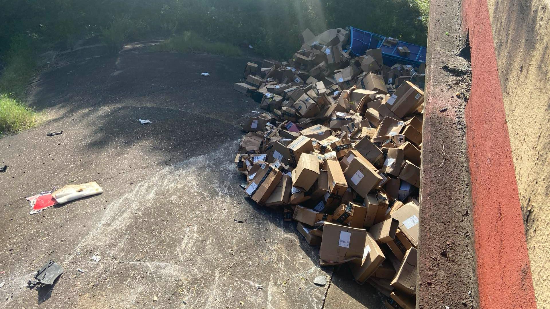 OFFICIALS: Amazon 18-wheeler goes off bridge, trailer breaks after ...