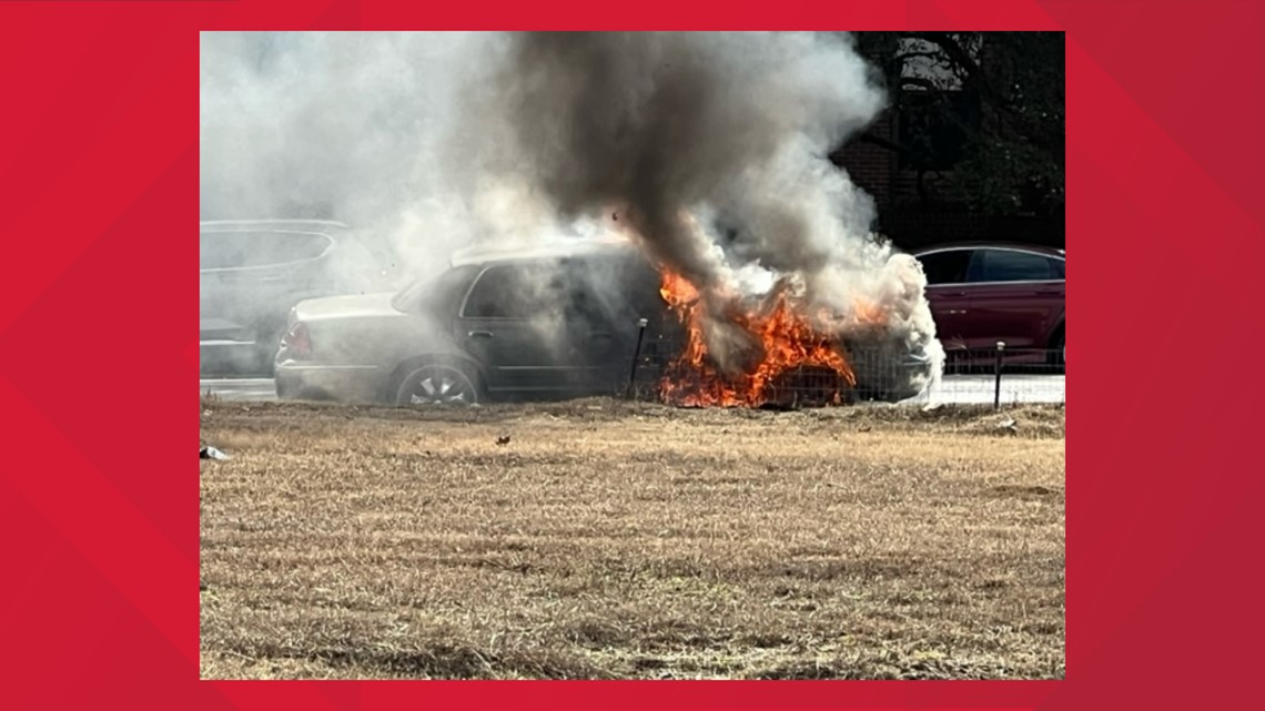 Firefighters respond to car fire on Rice Road in Tyler | cbs19.tv