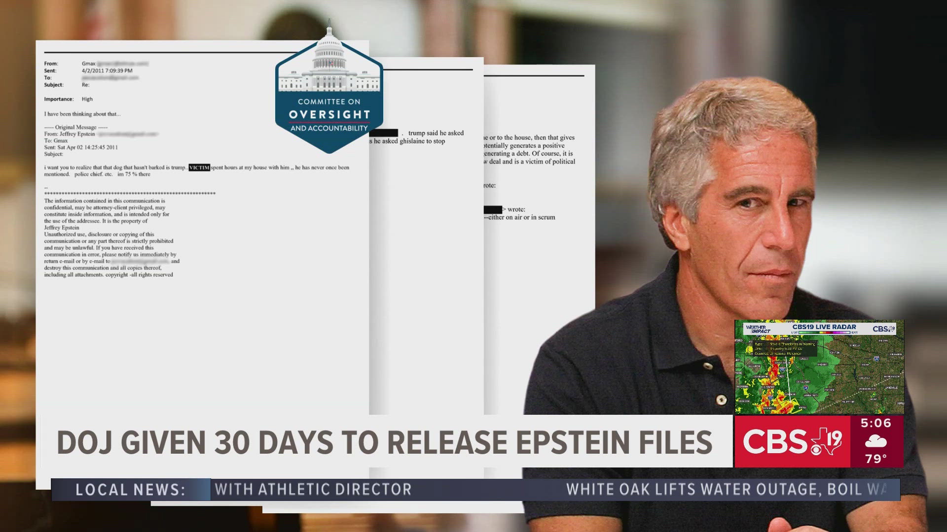 DOJ given 30 days to release Epstein Files | cbs19.tv