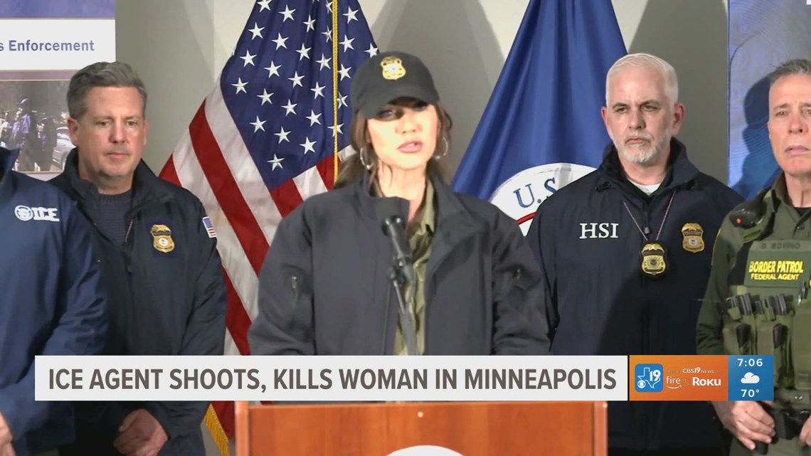 U S Homeland Secretary Kristi Noem Say Ice Agent Acted In Self Defense