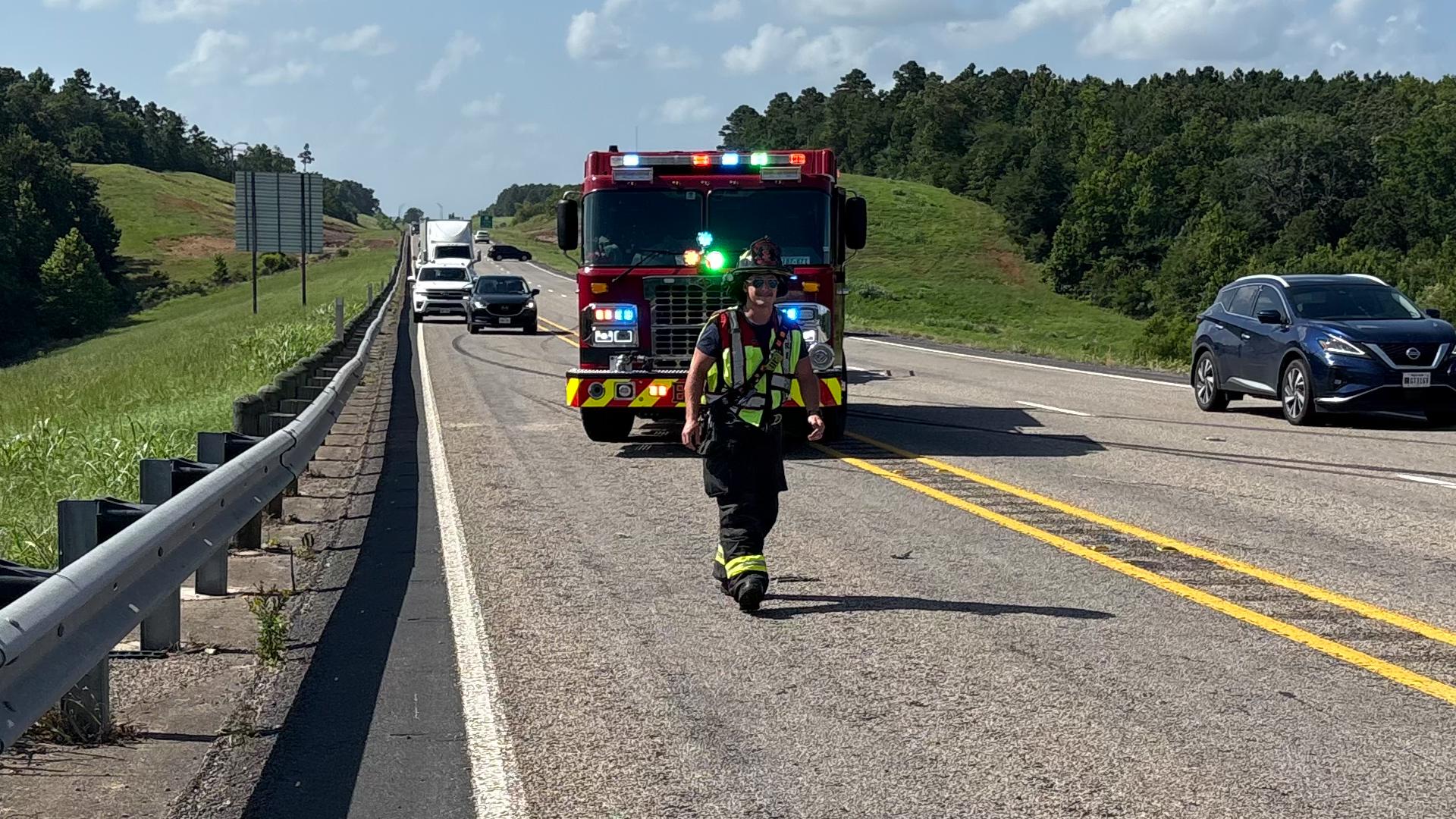 Vehicle rollover blocks Toll 49 in Smith County | cbs19.tv