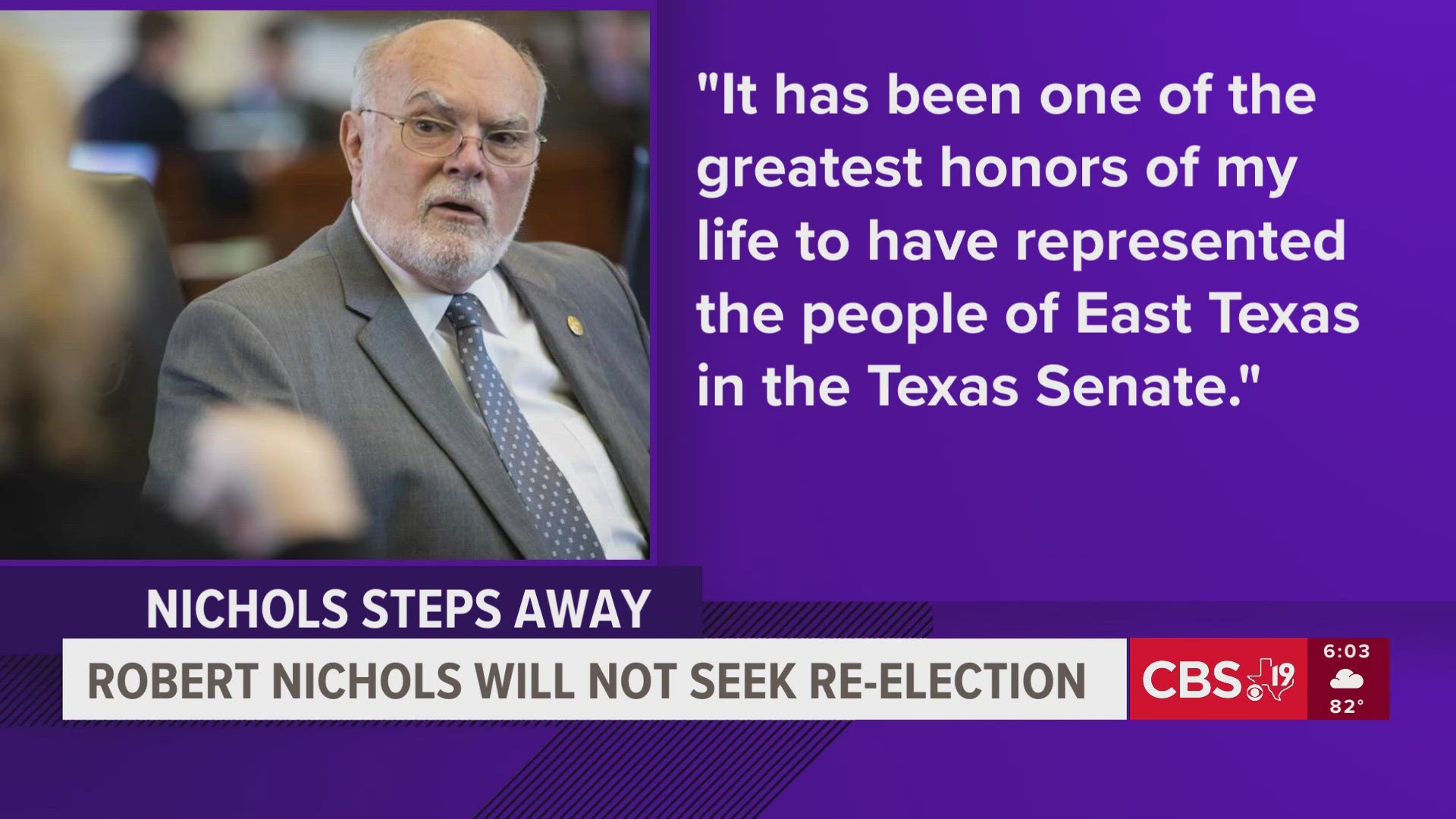 State Sen. Robert Nichols announces he will not seek re-election | cbs19.tv
