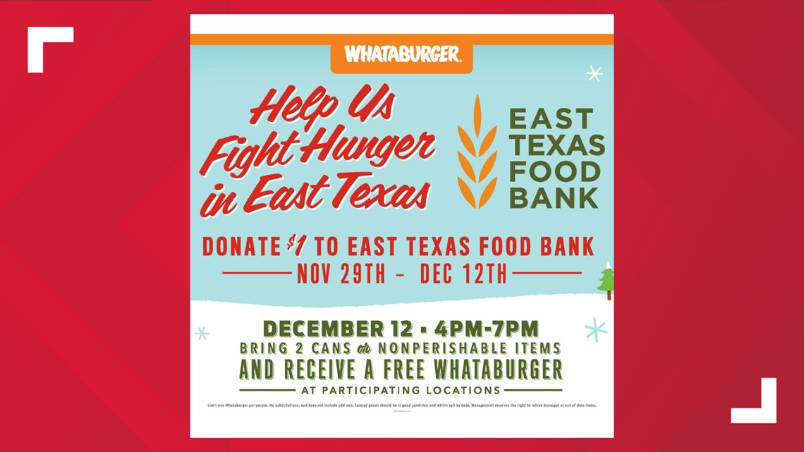 East Texas Food Bank, Whataburger team up for can drive | cbs19.tv