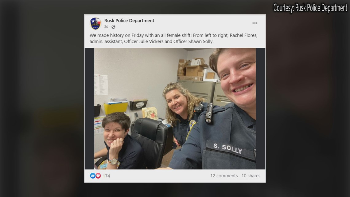 History made with all-female shift at Rusk Police Department | cbs19.tv