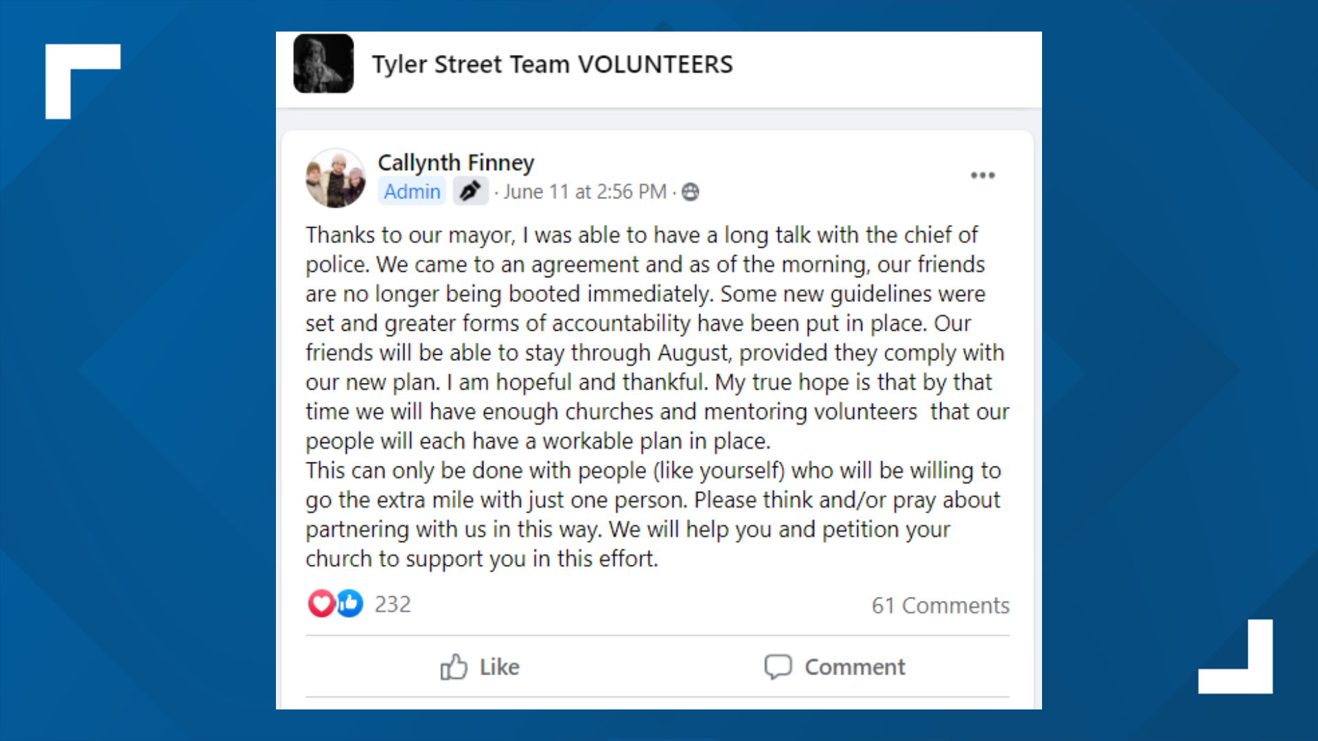 Volunteers needed to help homeless get off streets in Tyler | cbs19.tv