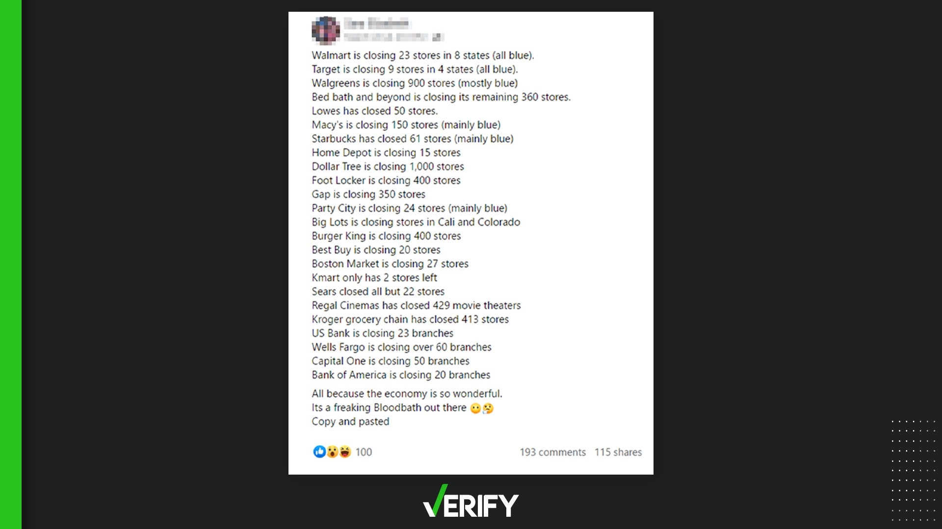 VERIFYING a viral post about nationwide store closures | cbs19.tv