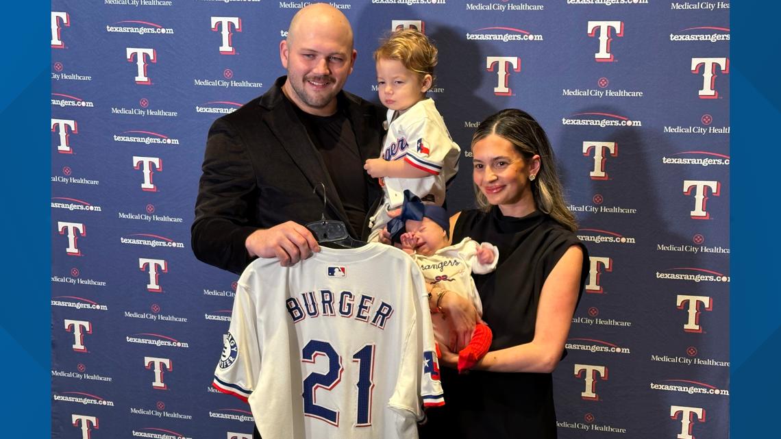 Jake Burger chooses No. 21 with Rangers to honor daughter | cbs19.tv