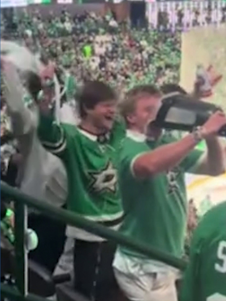 Stars fans go viral chugging beer out of prosthetic legs | cbs19.tv