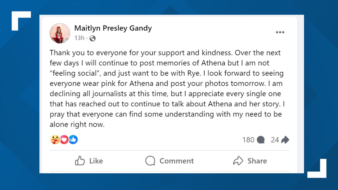 Athena Strand: Wise County bathed in pink 1 year after death | cbs19.tv